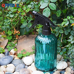 OFFIDIX Glass Spray Bottle, Plant Mister with Adjustable Nozzle 0.4L/13.5oz Pressure Watering Can Handheld Spray Bottle for Outdoor Indoor Plants and Cleaning Work (Blue)