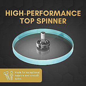 Bruce Charles Designs - Schulte Stainless Steel Metal Spinning Top & Glass Spinning Top Base Starter Set, Mental Focus, Spinning Toy with Glass Top Set, Desk Toys for Office