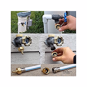 Lead-Free Brass Winterize Blow Out Adapter for Sprinkler Systems Air Compressor Quick Connect 1/4" Quick Connect Plug to GHT 3/4" Garden Hose Fitting for RV, Travel Trailer, Boat & Camper