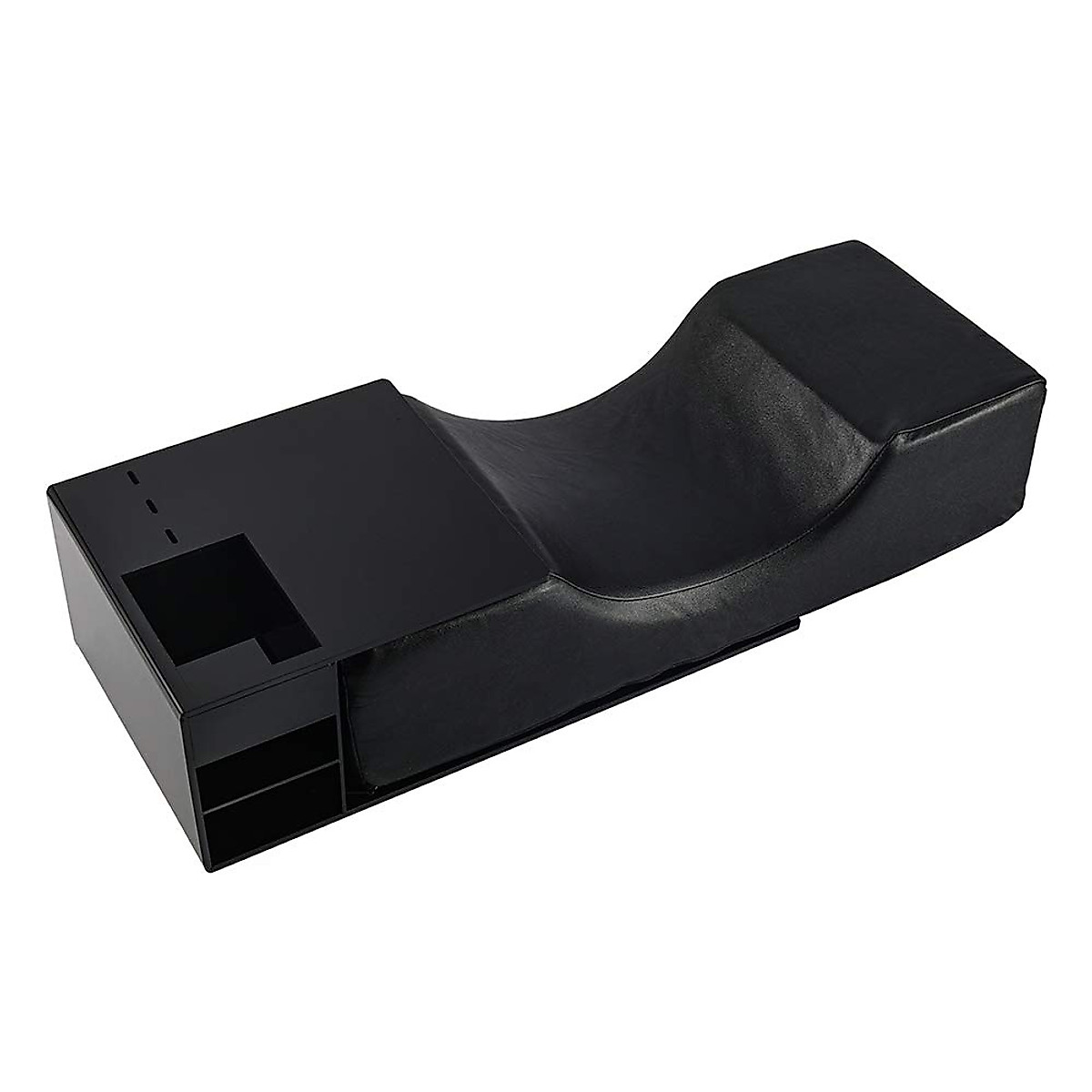 Eyelash Extension Neck Pillow With Acrylic Shelf Organizer Stand, PU Leather Waterproof Lash Extension Grafting Pillow Makeup Tool Display Cabinet Shelves - Black Shelf + Black Pillow Updated
