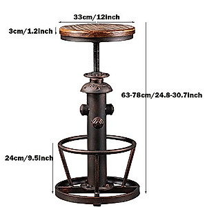 BOKKOLIK Industrial Bar Table and Bar Stools Set Vintage Bistro Table Set with 2 Bar Chairs Height Adjustable 38-44inch Swivel Wooden Top for Kitchen Dining Room Coffee House