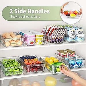 8 Pack Food Storage Organizer Bins, Clear Pantry Organization and Storage Bins with Removable Dividers, Plastic Pantry Organizer Refrigerator Organizer Bins for Kitchen, Cabinet, Snacks, Teabags