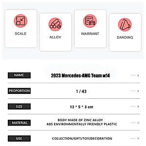 JODIYAAH 1/43 Bburago 1:43 Mercedes-AMG Petronas F1 Team W14 2023 44# Lewis Hamilton F1 63# George Russell Alloy Car Die Cast Model Collection Gift (W14 44#)