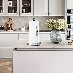 Lucalda Paper Towel Holder Countertop- Easy to Tear Paper Towel Holder Stand Stainless Steel Paper Towel Holder Fit Most Size Paper Roll- Kitchen Paper Towel Rack with Adjustable Tension Arm