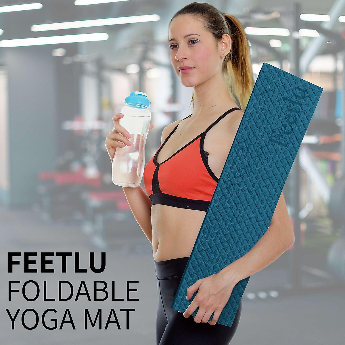 Foldable Yoga Mat-1/4 Inch Thick - Easy to Storage Travel Yoga Mat Foldable Lightweight for Fitness - Anti Slip Folding Exercise Mat for Yoga, Pilates, Home Workout & Floor Exercis