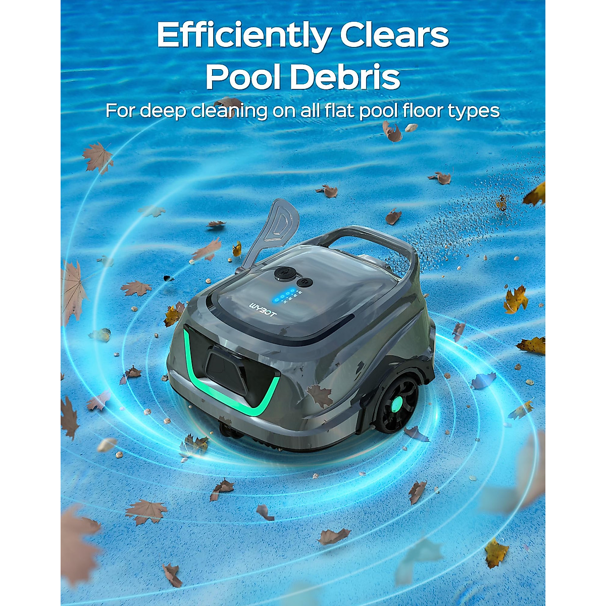 WYBOT Robotic Pool Cleaner with 2.5H Fast Charging, Cycle Cleaning, Ideal for Flat-Bottomed Pools
