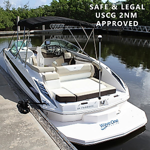 Wave One Marine | Adjustable Telescoping All-Around Anchor Light With Stainless Base | LED Boat Pole Aft Stern Navigation USCG 2NM | 12 Volt DC | 360 Night Nav Waterproof 28"-42"