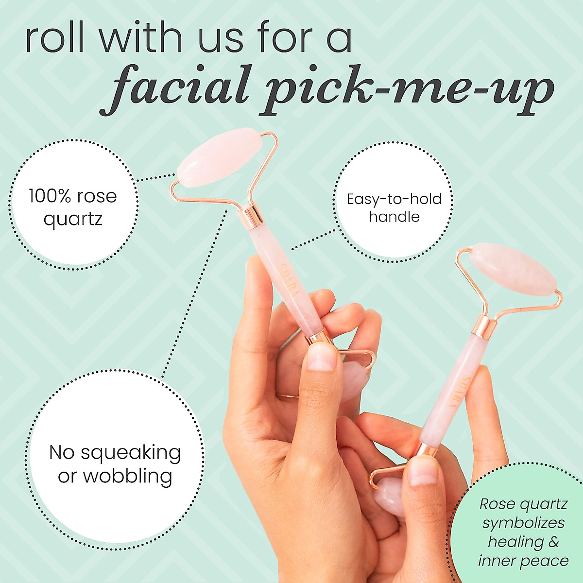 SDARA SKINCARE Rose Quartz Roller - Anti Aging Jade Roller for Wrinkles and Puffy Eyes - Eye & Face Roller for Slimming & Firming Facial Massage