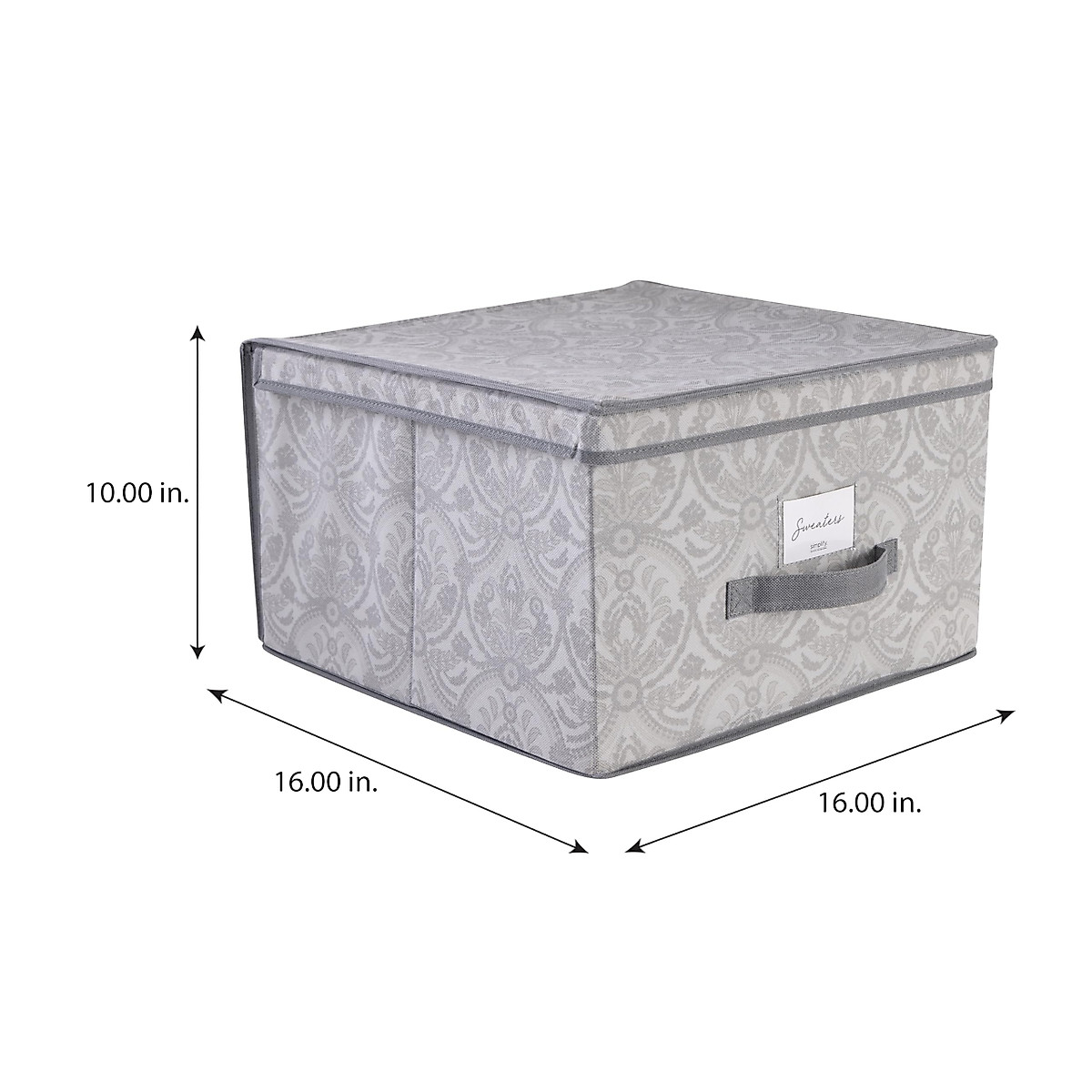 Laura Ashley Non-Woven Jumbo Storage Box, Dimensions: L16 x W16 x H10, Collapsible, Durable, Home Organization, Closet Storage, Grey