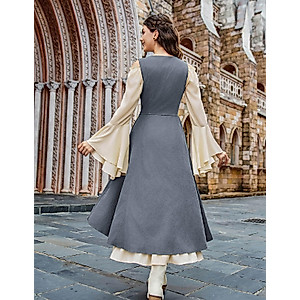 Scarlet Darkness Women Renaissnace Faire Costume Peasant Medieval Lace Up Overdress Slate Gray S