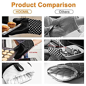 HOOMIL Oven Mitt, Non-Slip Heat Resistant Silicone Kitchen Oven Gloves, 2 Pack Set