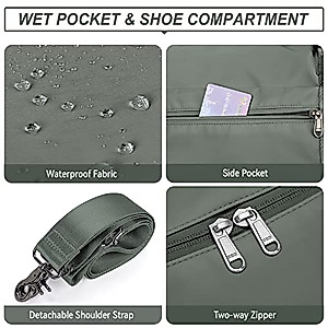 Gym Bag for Men Women,Small Fitness Workout Sports Duffle Bag with Wet Pocket & Shoes Compartment, Waterproof Overnight Weekender Duffel Bags for Traveling Dark Green