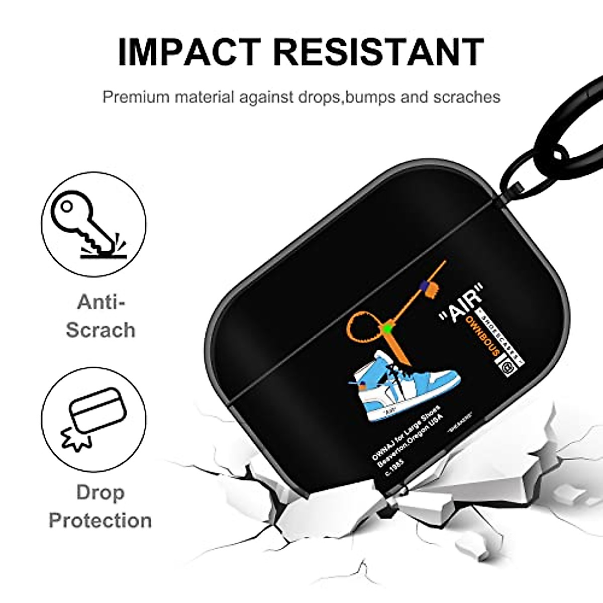 Gedicht for Airpods Pro 2nd Generation Case 2022 Air Sports Shoes, Protective TPU Soft Cases Cover Rugged for Apple Airpod Pro 2 with Keychain for Women Men，Black Blue