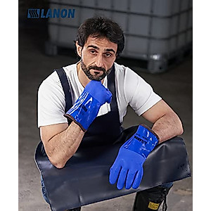 LANON PVC Coated Cold Proof Heavy Duty Gloves, Waterproof Warm Work Gloves for Freezer Work, Chemical & Oil Resistant, Non-Slip, XL