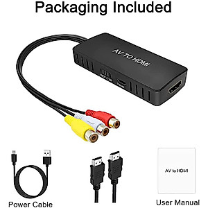 SWR RCA to HDMI Converter, Composite to HDMI Adapter Support 1080P PAL/NTSC Compatible with STB, VHS, VCR,Xbox, PS one, PS2, PS3,Blue-Ray DVD Players