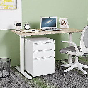 YAOACXIN Mobile Filing Cabinet with Lock and 3 Drawers Steel File Cabinet On Wheels for Legal/Letter Size (White)