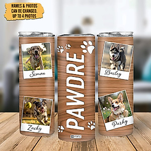 Hyturtle Personalized Picture Dog Dad Tumbler Gifts for Dog Lovers, Father's Day Cup Gifts For Men, Birthday Gift for Dogs Dad, Dogs Lover, Pawdre Custom Photo 20oz Stainless Steel Skinny Tumbler