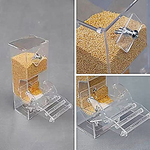 Automatic Bird Seed Feeder with Perch, Acrylic Transparent Parrot Foraging Feeders Cage Accessories for Small and Medium Parrots Parakeets Cockatiels Lovebirds