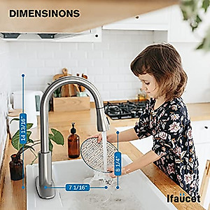 Kitchen Faucets, Kitchen Faucet with Pull Down Sprayer, High Arc Single Handle Kitchen Sink Faucet with Water Lines, Brushed Nickel Kitchen Faucet with Sprayer, RV Kitchen Sink faucets