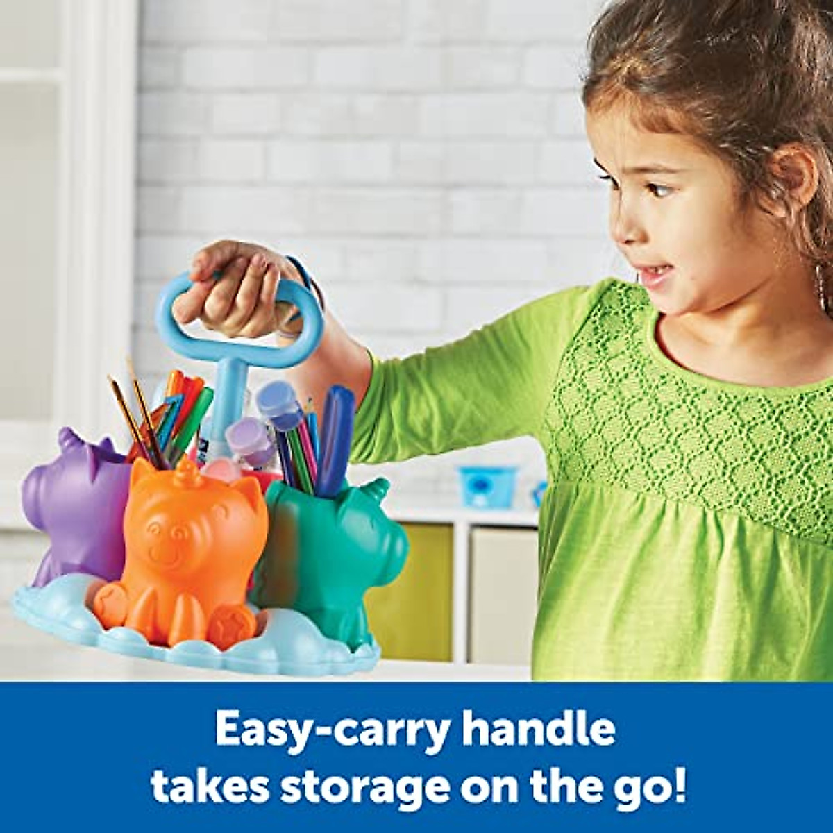 Learning Resources Create-a-Space Kiddy Center Unicorns, 5 Pieces, Ages 3+, Classroom Supplies, School Supplies for Teachers, Caddy Organizer, Classroom Organizers