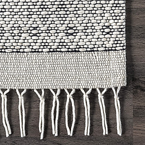 nuLOOM Esther Hand Loomed Textured Wool Tassel Area Rug, 8x10, Grey