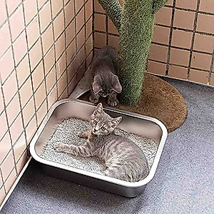 ANG-puneng Stainless Steel Litter Box for Cat and Rabbit Odor Control Non Stick Smooth Surface Easy to Clean Never Bend Rust Proof