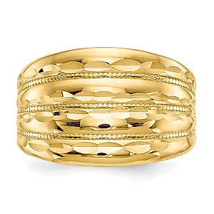 IceCarats 14K Yellow Gold Four Ridge Chunky Dome Statement Ring Size 7