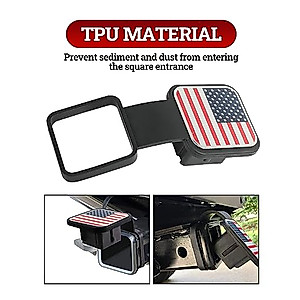 Zlirfy Trailer Hitch Cover,Car Accessories,Trailer Hook Dust-Proof Plug,Universal Flag Tow Hitch Covers Tube Cover Cap,Square Mouth Protection Cover Traction Cover,Fit for Most Cars and Trailers (Red)