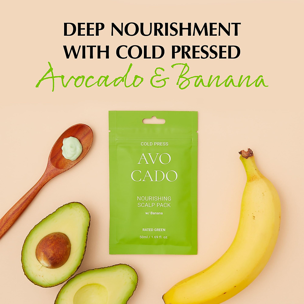 "RATED GREEN Cold Brew Avocado Nourishing Scalp Pack w/Banana, 1.69 Fl. Oz Deep Conditioning, Hydrating Hair Mask for Dry Damaged Hair, Pack of 5"