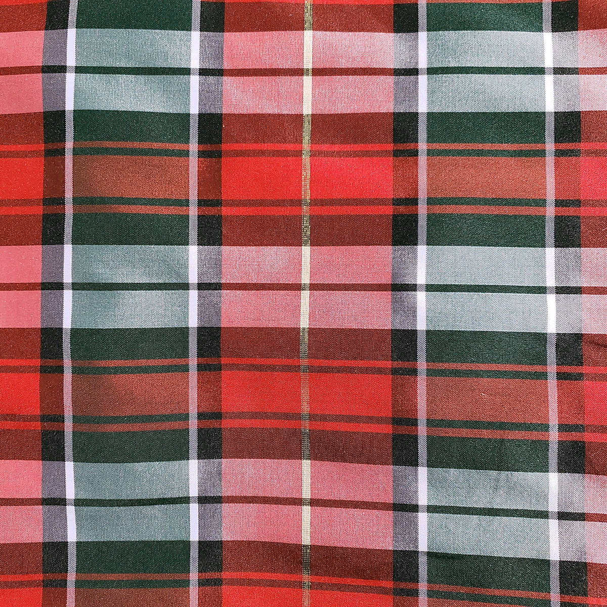 Generic Taffeta Holiday Plaid - Hunter Green, Red, White, Gold - Christmas Metallic Tartan Fabric 58"" by The Yard, TAFFHGP01