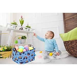 Sanjiaofen Rectangular Monster Truck Basket Organizer.Kids Basket ,Boys Storage Basket with Handles.Car Basket for Kids,Toys Bins,Books,Kid's Gifts Storage. (Monster Trucks )