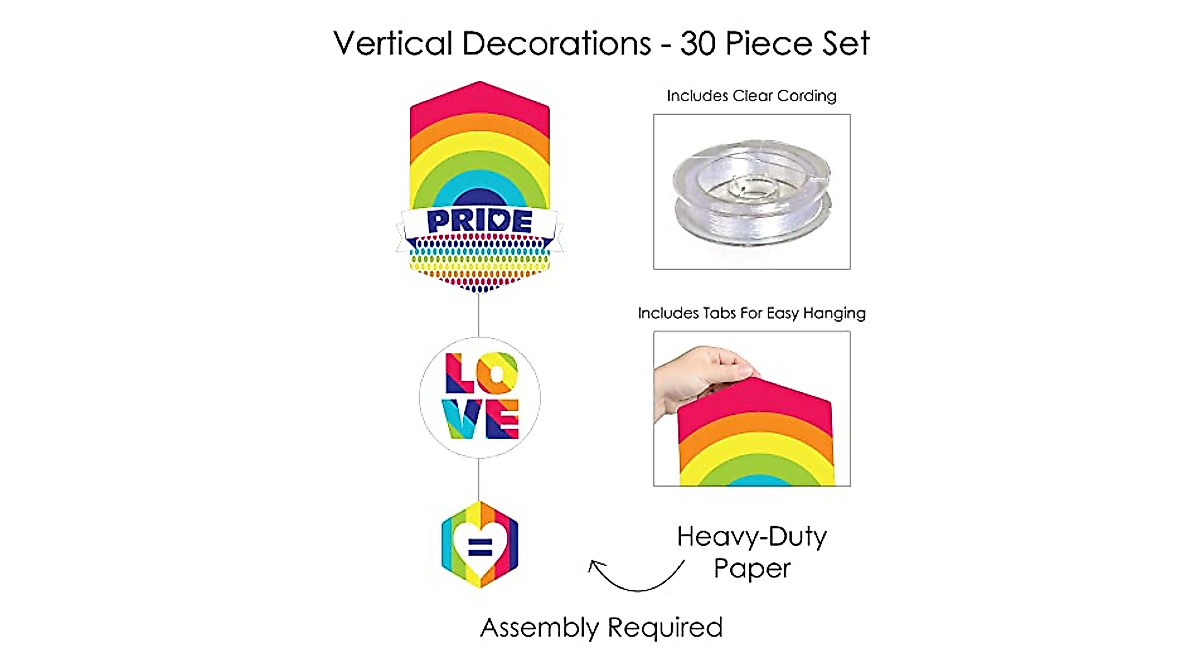 Gay Pride Rainbow Decor - 30-Piece DIY LGBTQ Backdrop Kit