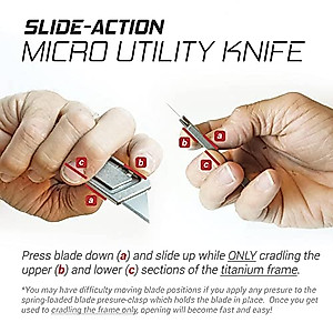 Exceed Designs TIRANT RAZOR-M 3.0 MagLock Micro Slide Utility Knife & Pry Bar (Stonewashed + Silver Magnets) 6Al-4V Titanium Pocket Knife, EDC Tool, Box Cutter