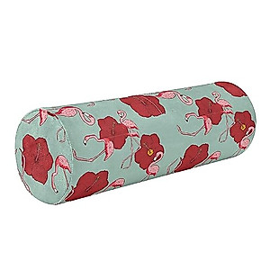 Vnurnrn Flamingo Bird Trumpet Flower Neck Support Pillow Round Neck Roll Bolster Cylinder Pillow Cervical Pillows Round Neck Pillow for Leg Knee Back Head Support for Bedroom Camp Work Women Men