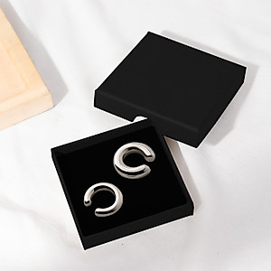 Silver Ear Cuff Earrings for Women Gifts Trendy Stuff Chunky Ear Cuffs Non Piercing Clip On Huggie Hoop Earrings Cartilage Helix Earring Set Jewelry Gifts