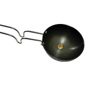 WhopperOnline Essential Non-stick Hard Anodized Tadka Frying Pan with Wire Handle, Spice Heating Pan, Temper Pan - Black, 11 inch