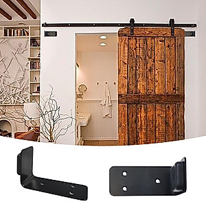 90 Degree Right Angle Door Stopper, Heavy Duty Sliding Barn Door Stop Holder Anti-Collision Wall Mounted Door Stopper with Screws On Floor or Wall (Black)