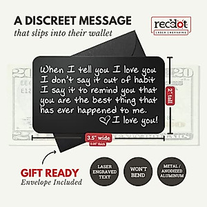 Wallet Card Love Note | Engraved Aluminum Anniversary Gifts for Men & Women | Husband Gifts from Wife | Boyfriend Gift Idea | Romantic Gift for Him or Her | Birthday | A Unique Way to Say I Love You!