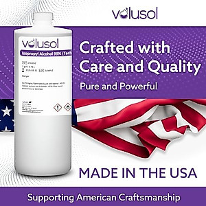 Volu-Sol Isopropyl Alcohol 99% (Isopropanol) - High Purity, USP | Kosher Grade IPA for Lab Equipment, Electronics, & Medical Cleaning - Clear Bottle, 1L/ 32 oz. (1 Pack)
