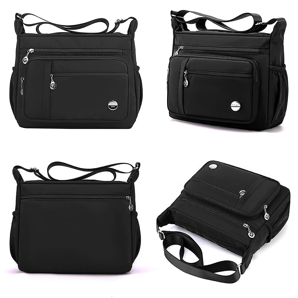 A bundling of cross-body shoulder bags and RFID card wallet for ladies(black-large)
