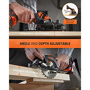 FIILPOW Mini Circular Saw Cordless 4-1/2", 20V Brushless Compact Hand Saw Wireless, 5500 RPM & 2.0Ah battery & Fast Charging, 3 Blades (24 TCT/80 HCS/60 DIAMOND) for Wood, Soft Metal and Tile
