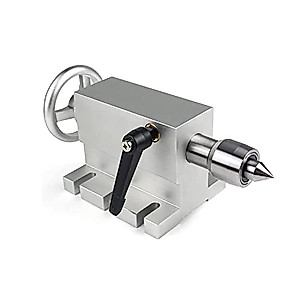 CNCTOPBAOS Engraving Machine Rotary 4th Axis,CNC Router Rotational Fourth A Axis,K12-100mm 4 Jaw Chuck Dividing Head,No Backlash Gapless Harmonic Gearbox Ratio 50:1+Nema23 Motor+65mm Tailstock