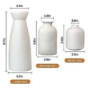 White Ceramic Vases Set 3 for Farmhouse Home Decor,Modern Boho Small Vase for Pampas Flower Decorative,Vases for Dinner Table Party Living Room Office Bookshelf Entryway Bedroom Decor (White)…