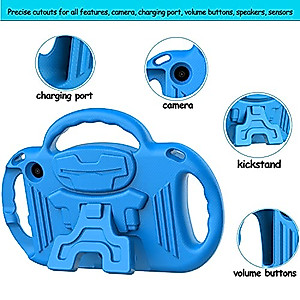 LTROP All-New Fire 7 Tablet Case (12th Generation, 2022 Release), Fire 7 Tablet Case for Kids, with Shoulder Strap, Shockproof Child-Proof Bumper Cover Case for Fire 7 2022 Tablet (7” Display), Blue