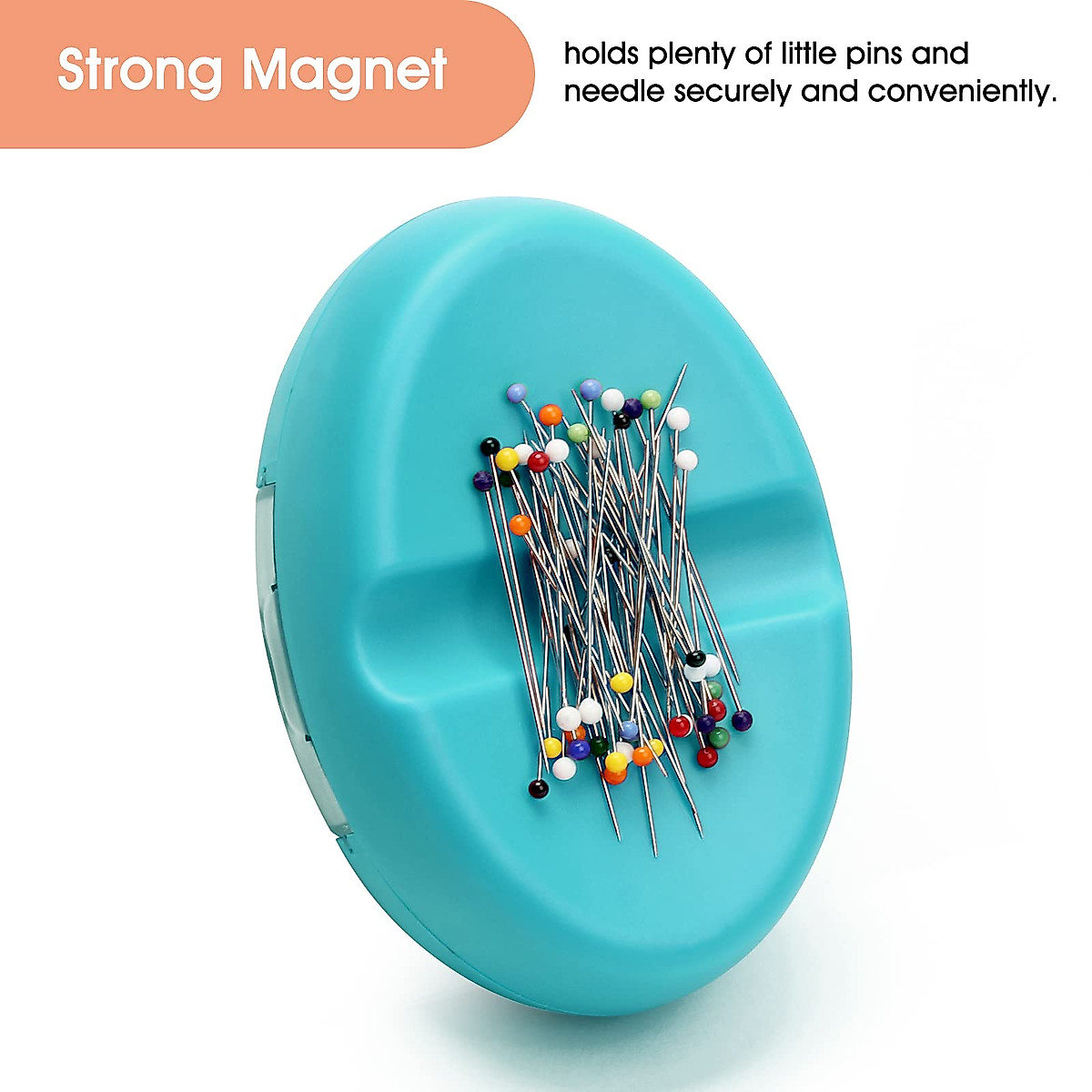 Coitak Magnetic Sewing Pincushion with 100 Plastic Head Pins, Magnetic Pins Holder for Sewing Quilting
