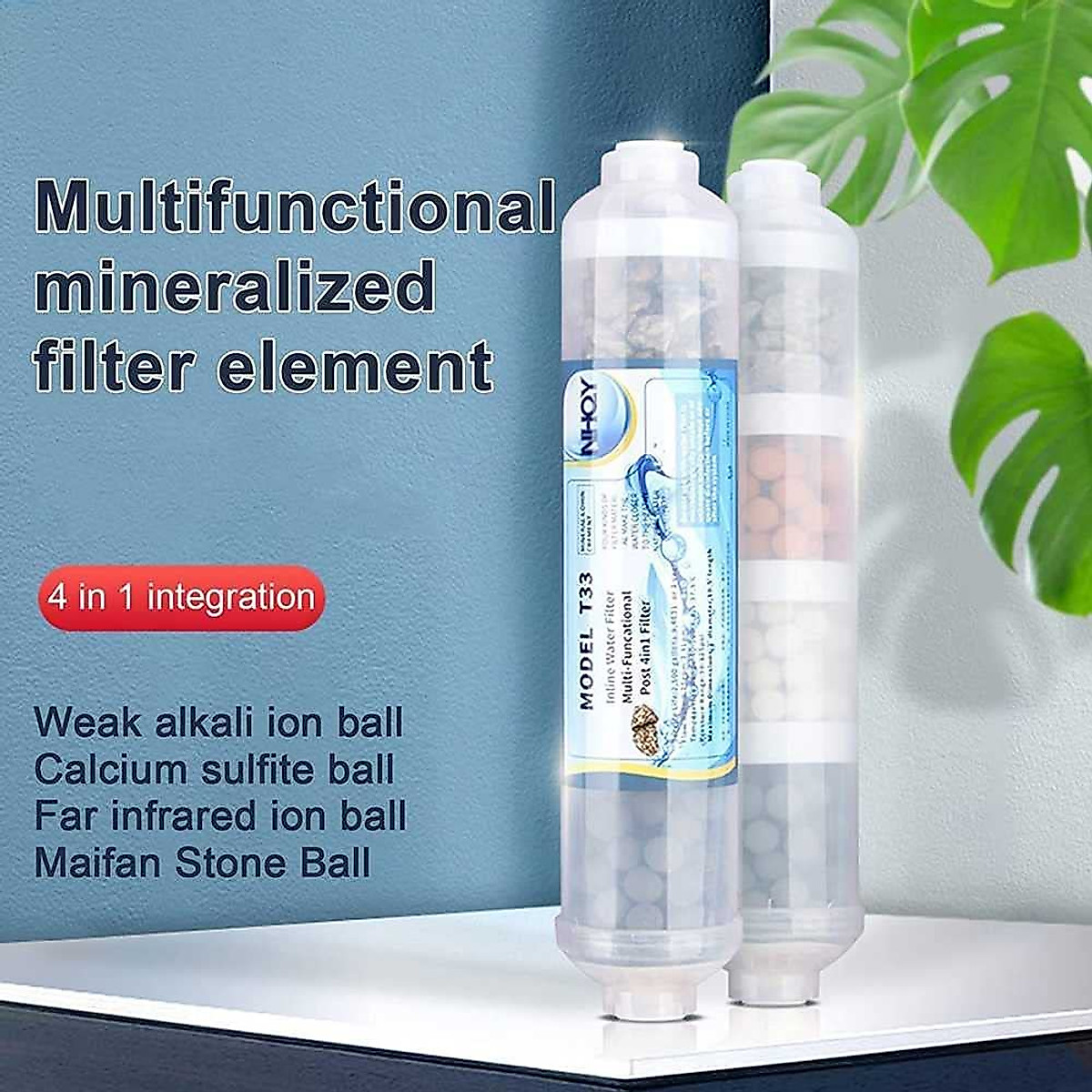 4 in 1 T33 Multi-Function Mineralization Filter Element, Increase Ph and Calcium Magnesium Ion, Replacement Filters Cartridge