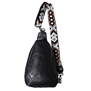 Sling Bag for Women PU Leather Crossbody Plush Splicing Satchel Chest Daypack Shoulder Backpack Cycling Hiking Travel