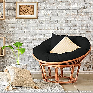Bextile Papasan Chair Cushion Only, Thickened Round Papasan Chair Cushion, Leisure Papasan Seat Cushion with Square Pillow (Black)