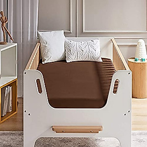 FLXXIE 2 Pack Microfiber Fitted Crib Sheets, Super Soft and Cozy Toddler Fitted Sheets for Standard Crib and Toddler Mattresses, 28x52, Brown