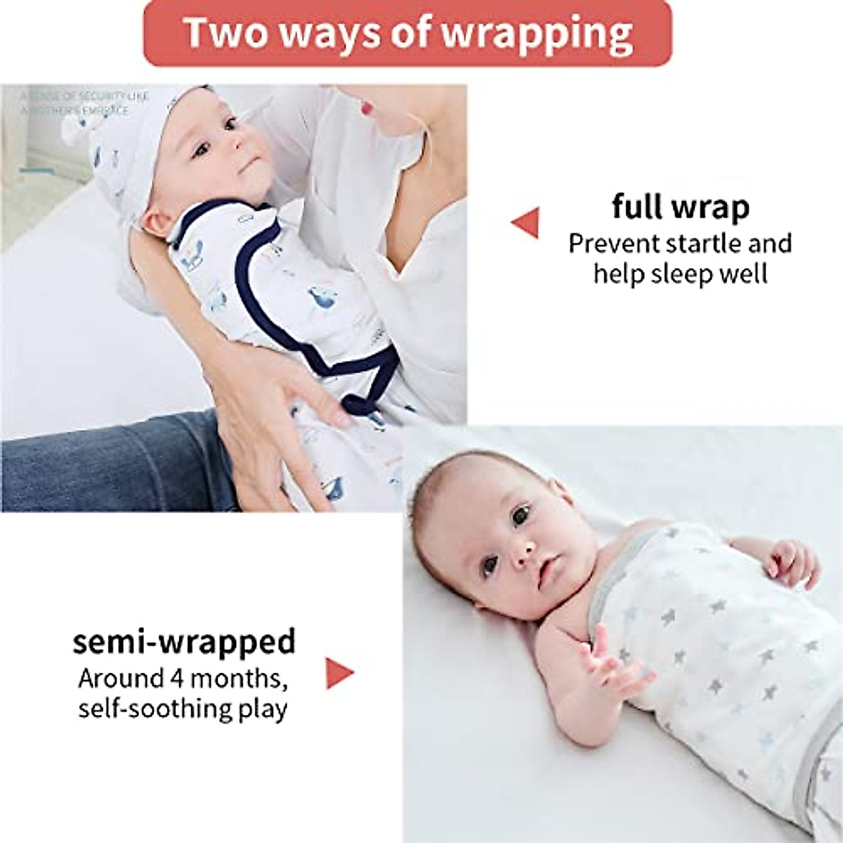 Newborn Swaddle with Hat 100% Cotton Swaddle Blankets for Baby Receiving Blanket Adjustable Sleepsack Easy Wrap Swaddle for Infant Boys Girls 0-3 Months (Stars)